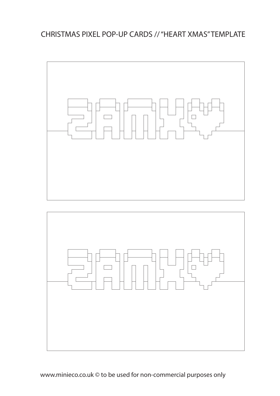 Heart Xmas Pixel Pop-Up Card and Envelope Templates Download Printable ...