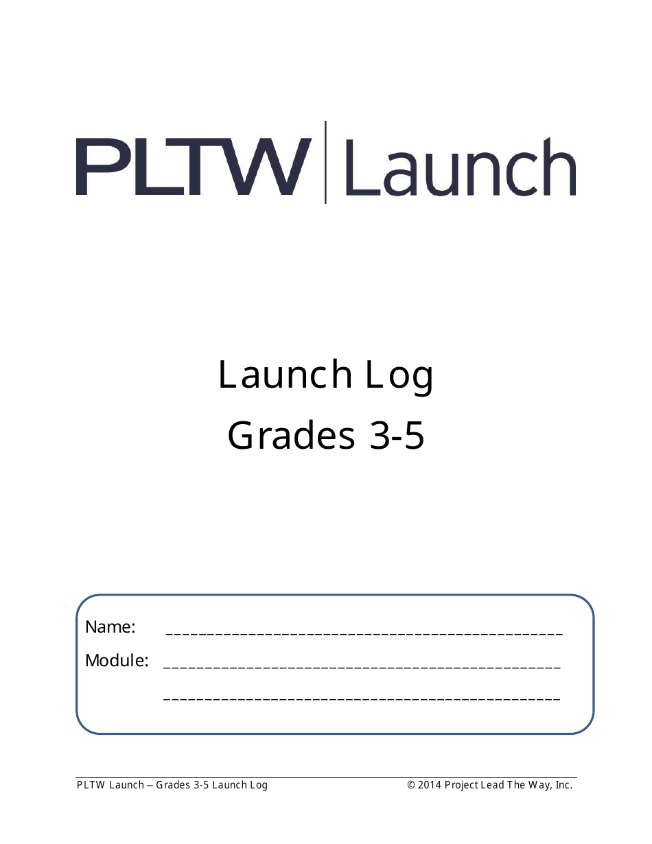 Pltw Launch - Grades 3-5 Launch Log Download Printable PDF | Templateroller