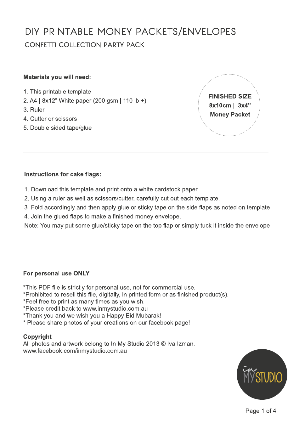 Diy Money Packet/Envelope Templates - in My Studio Download Printable ...
