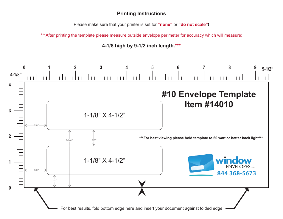 #10 Envelope Template - Item #14010 Download Printable PDF | Templateroller