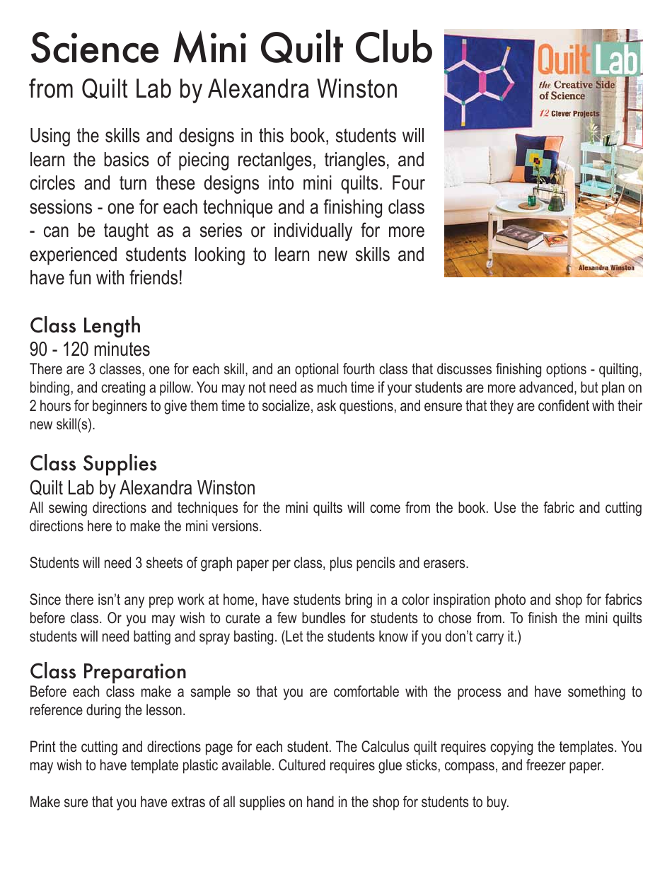 Science Mini Quilt Pattern Download Printable PDF | Templateroller