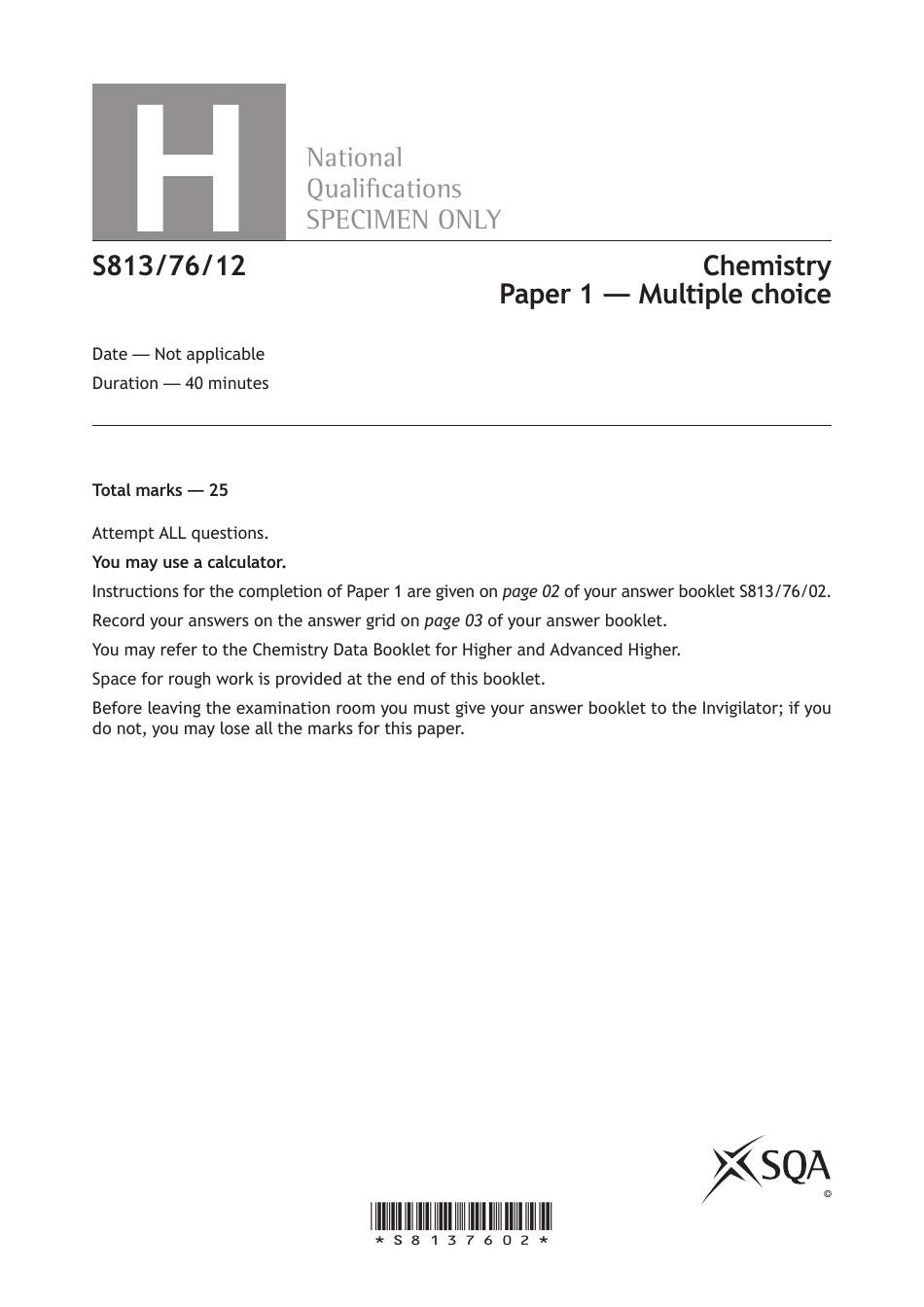 Sqa National Qualifications Chemistry Paper 1 Download Printable PDF ... Sqa National Qualifications Chemistry Paper 1 Download Printable PDF ...