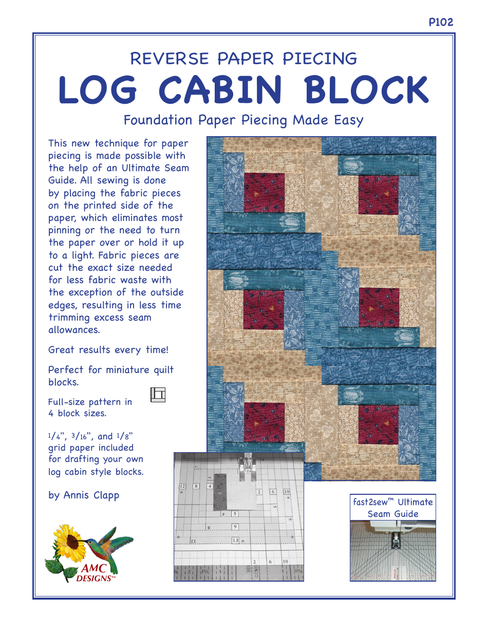 Log Cabin Quilt Block Pattern - Annis Clapp Download Printable PDF ...
