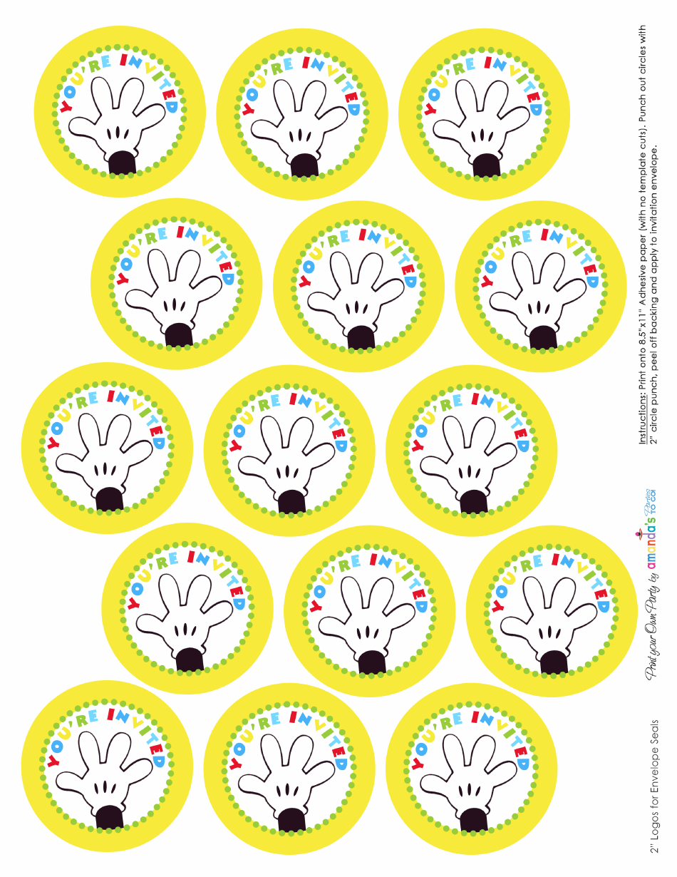 Mickey Mouse Party Invitation Envelope Seal Templates Download ...