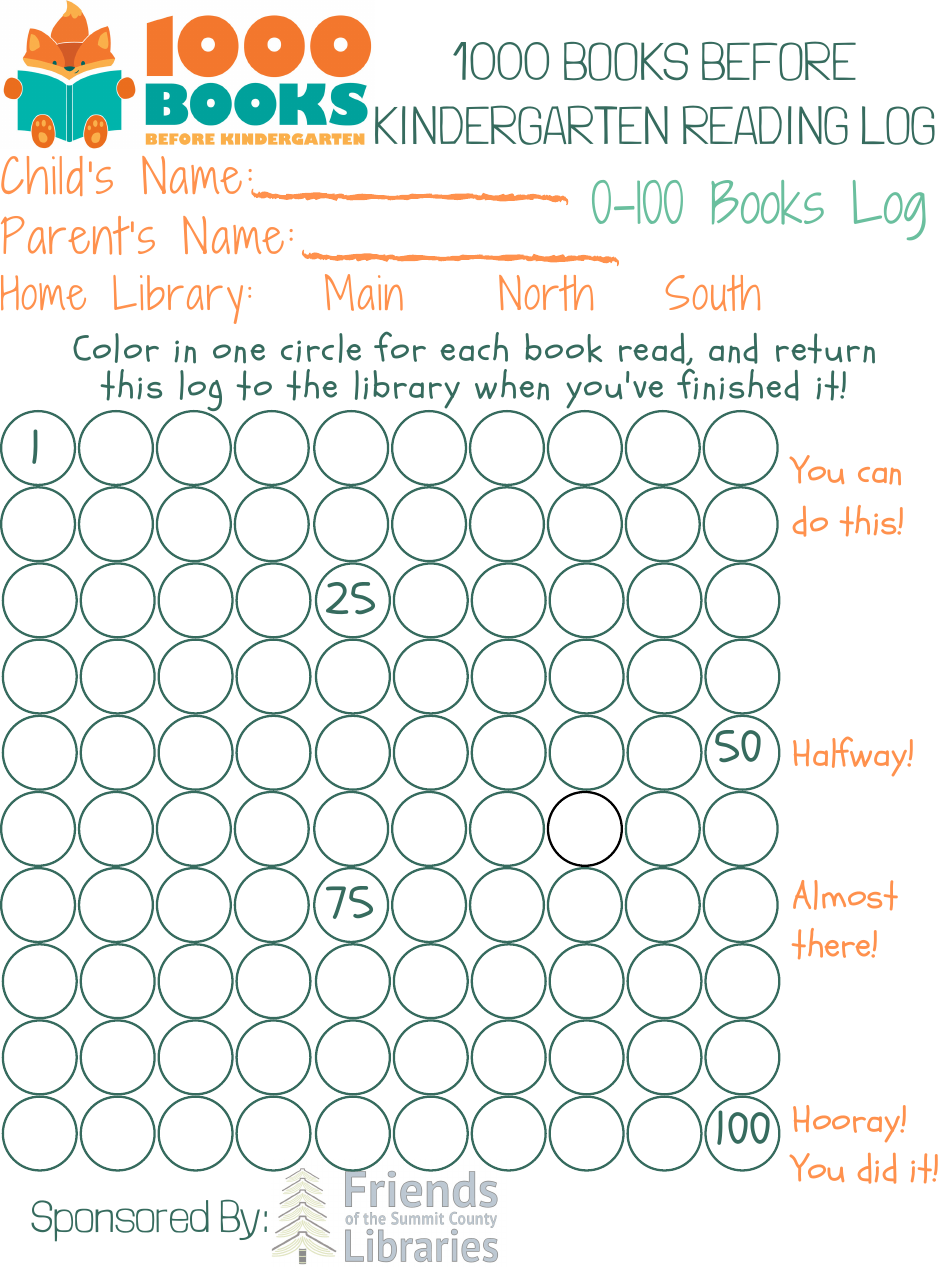 100 Books Before Kindergarten Reading Log Download Printable PDF ...