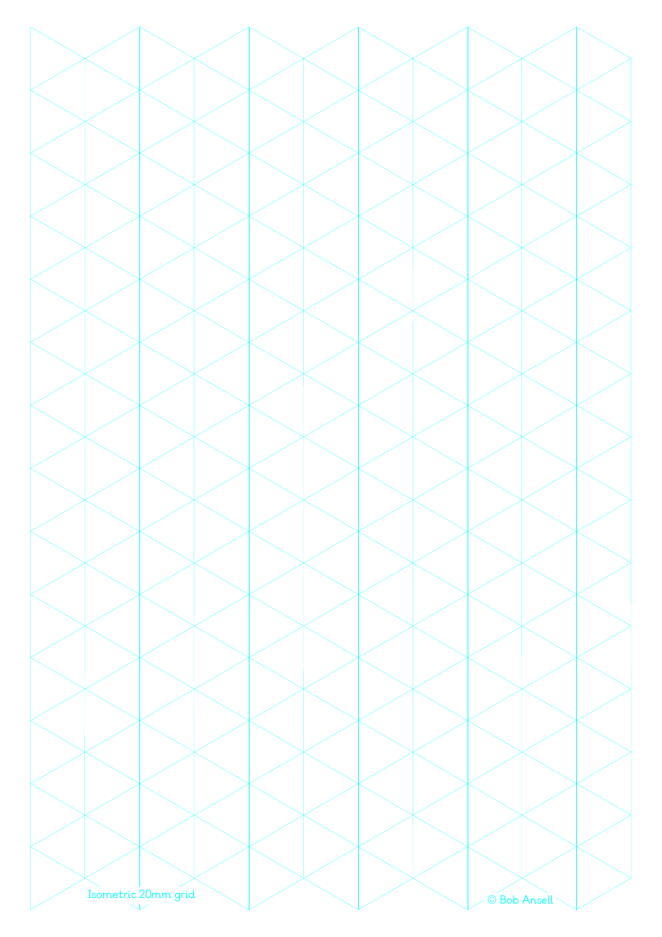 Isometric 20mm Grid Paper - Cyan Download Printable PDF | Templateroller