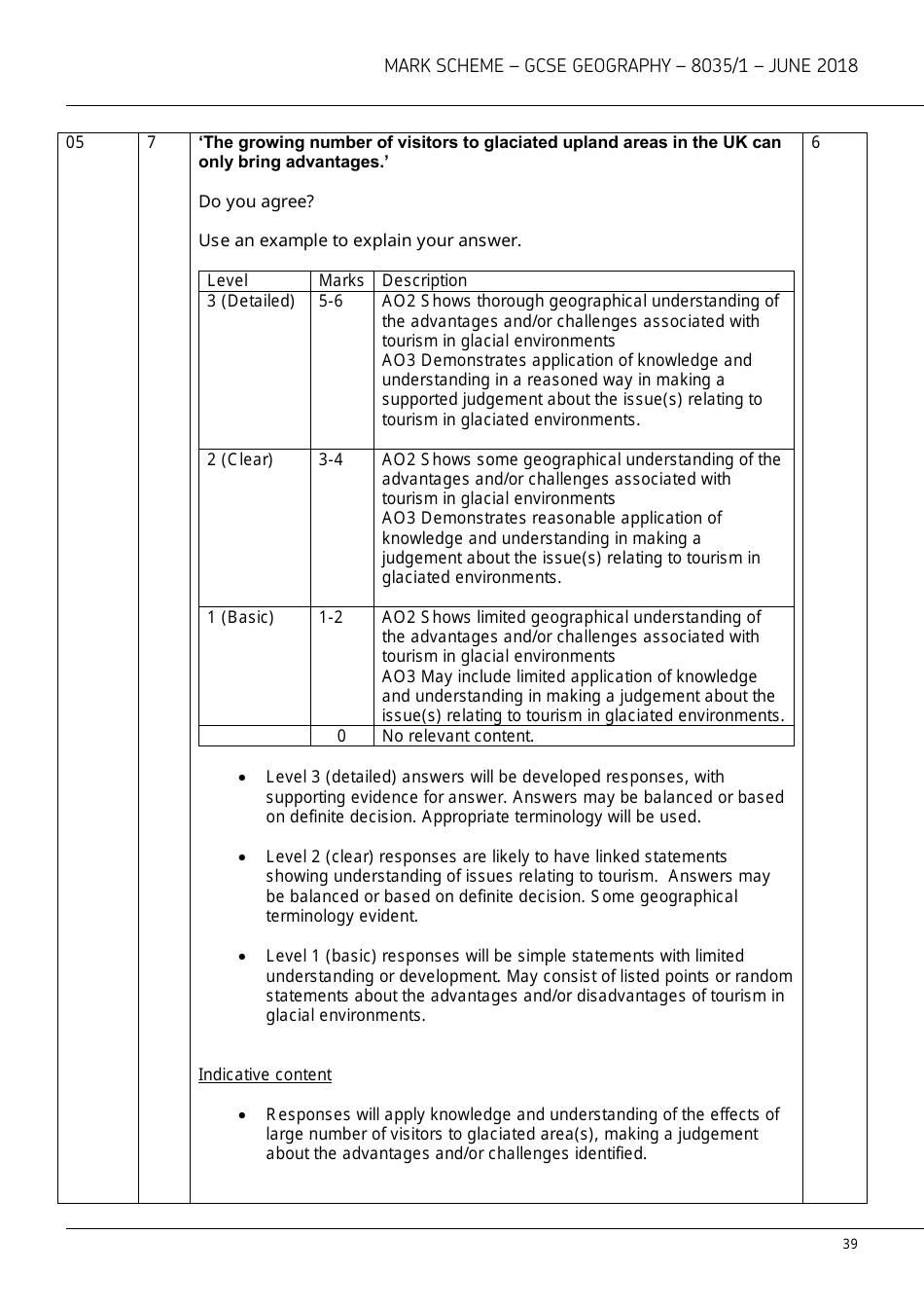 Aqa Gcse Geography 8035/1 Mark Scheme Download Printable PDF | Templateroller