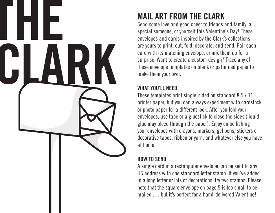 Card and Envelope Templates - Clark Art Institute Download Printable ...
