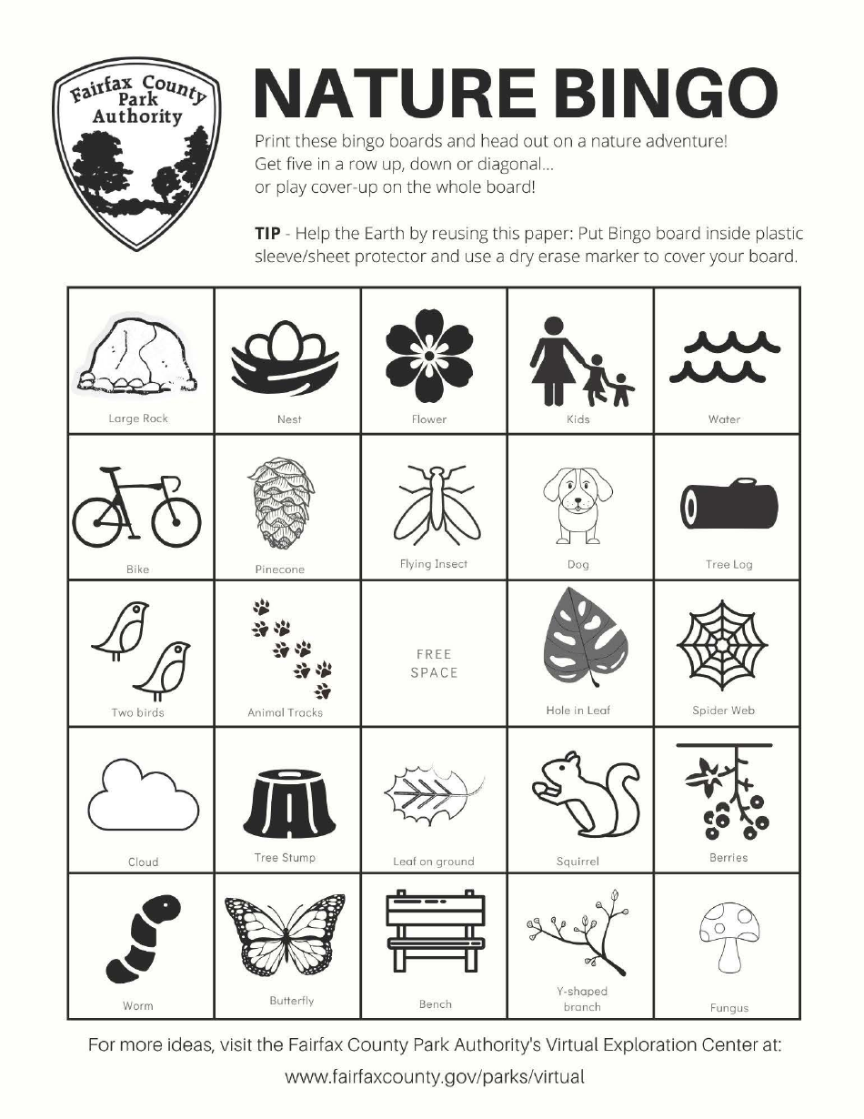 Fairfax County, Virginia Nature Bingo - Fill Out, Sign Online and ...