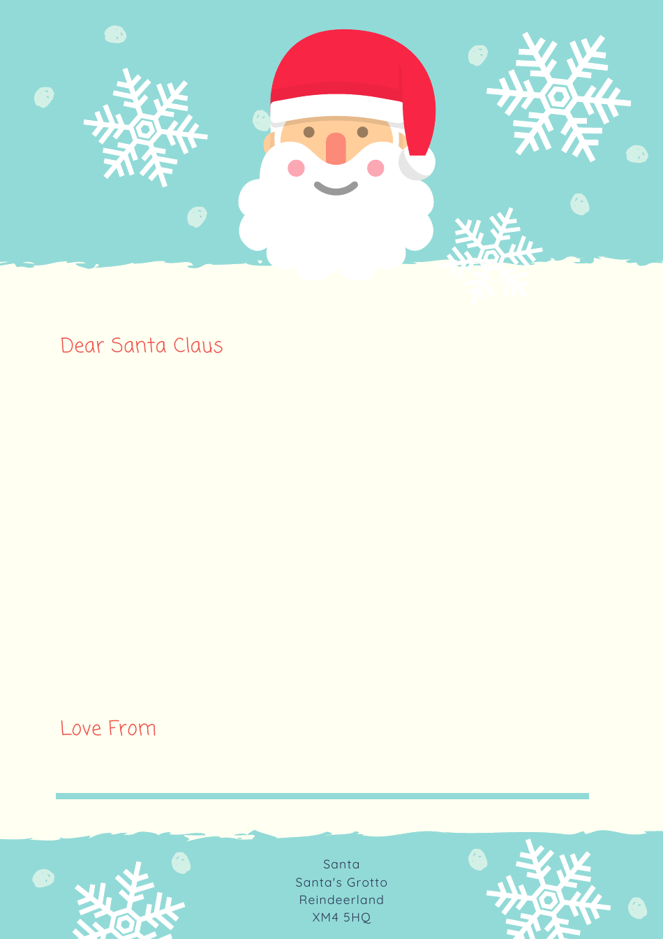 Simple Santa Letter Template Download Printable PDF | Templateroller