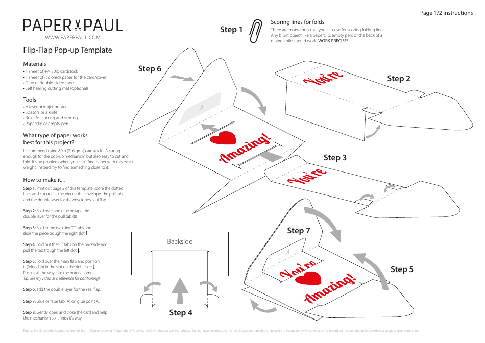 Flip-Flap Pop-Up Template - Paperpaul Download Printable PDF | Templateroller