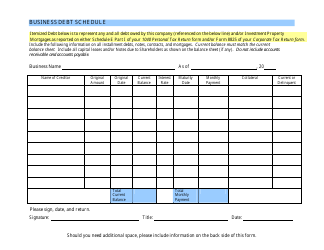 Business Debt Schedule Template Download Fillable PDF | Templateroller