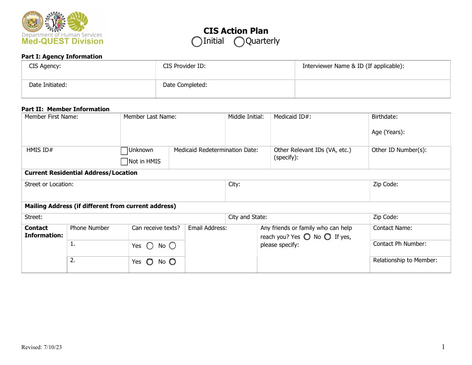 Hawaii Cis Action Plan - Fill Out, Sign Online and Download PDF ...