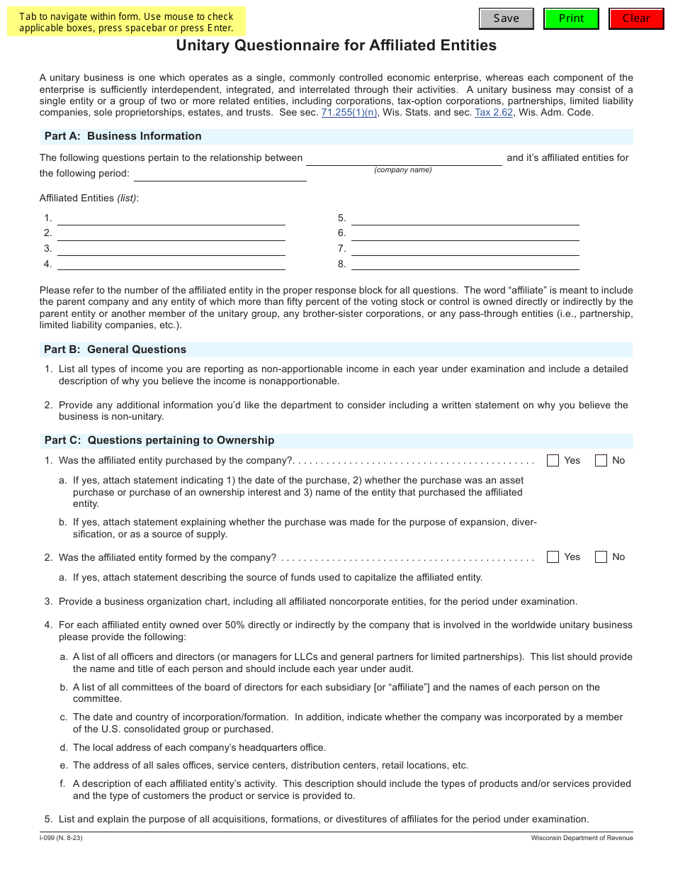 Form I-099 - Fill Out, Sign Online and Download Fillable PDF, Wisconsin ...