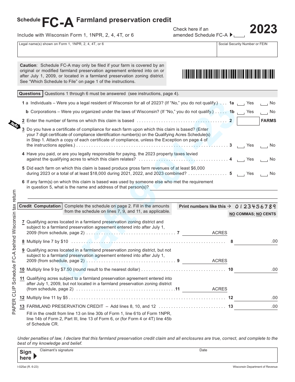 Form I-025AI Schedule FC-A - 2023 - Fill Out, Sign Online and Download ...