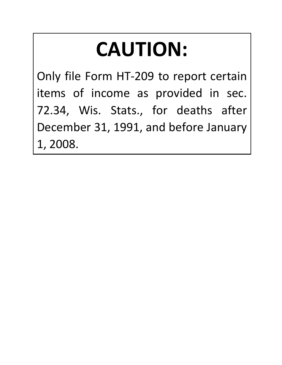 Form HT-209 Download Fillable PDF or Fill Online Employee Death Benefit ...