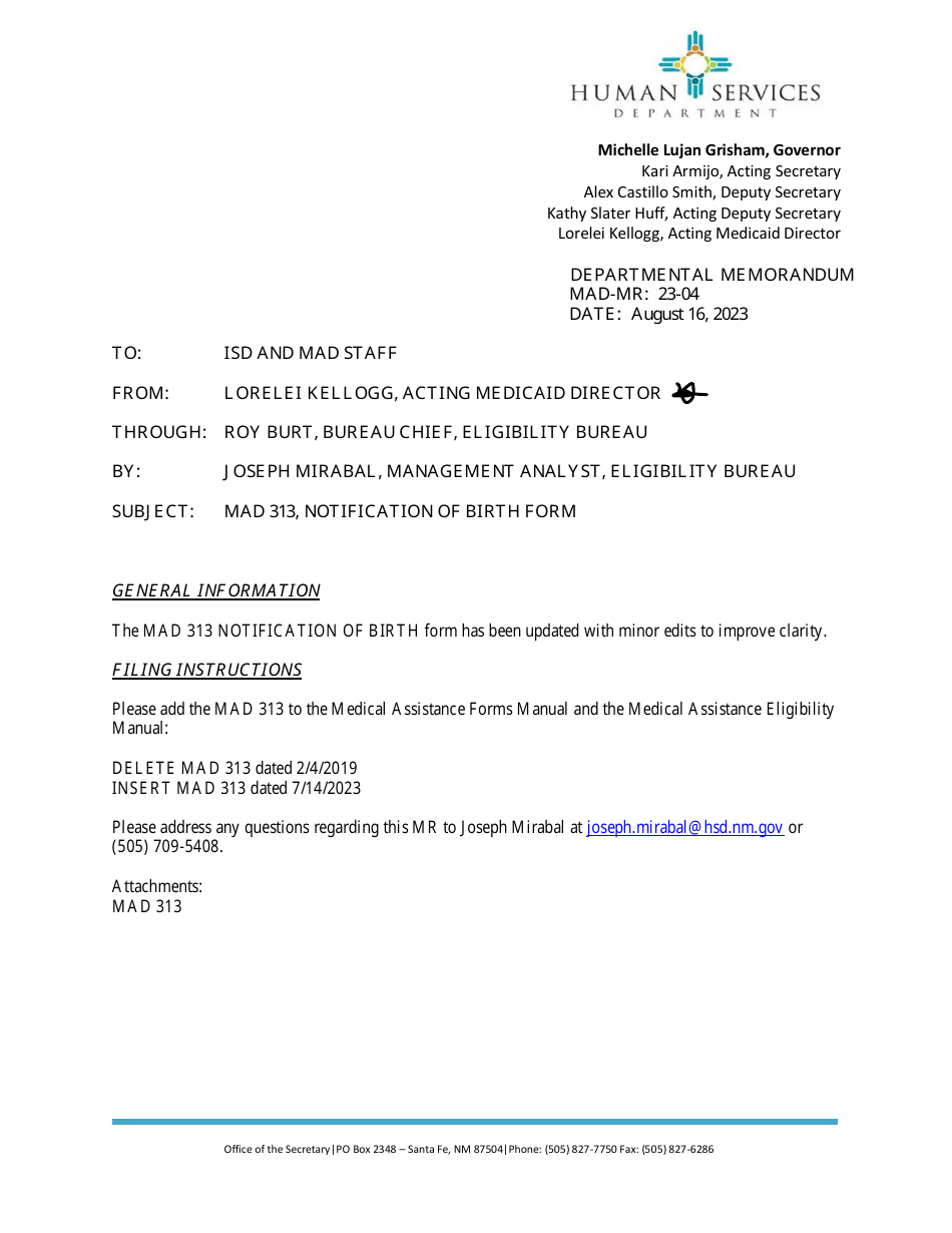 Form MAD313 - Fill Out, Sign Online and Download Printable PDF, New ...
