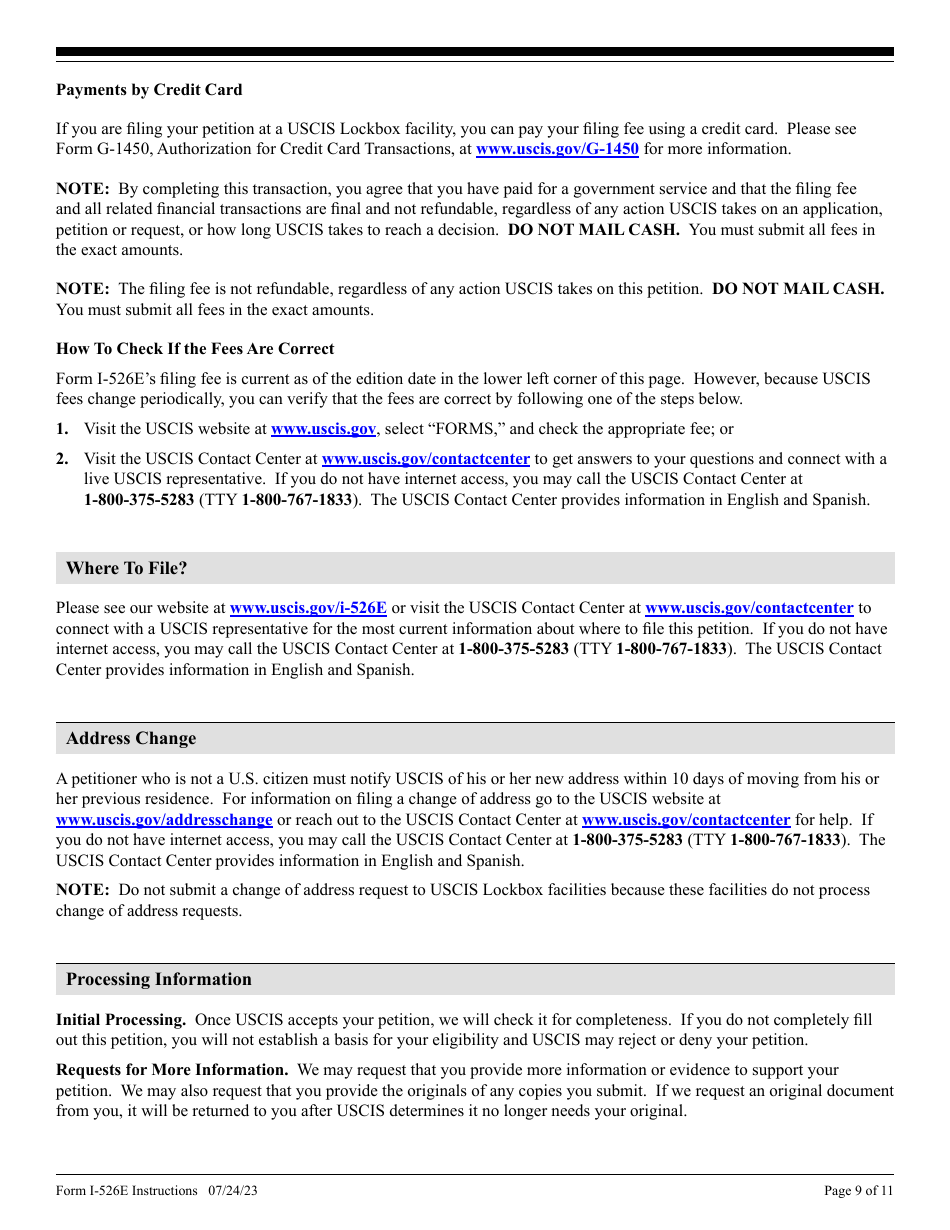 Download Instructions for USCIS Form I-526E Immigrant Petition by Regional Center Investor PDF ...