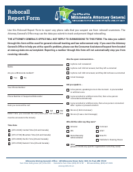 Minnesota Robocall Report Form - Fill Out, Sign Online and Download PDF ...