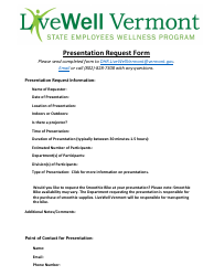 Vermont Presentation Request Form - Fill Out, Sign Online and Download PDF | Templateroller