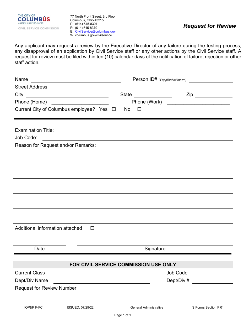 City of Columbus, Ohio Request for Review - Fill Out, Sign Online and ...