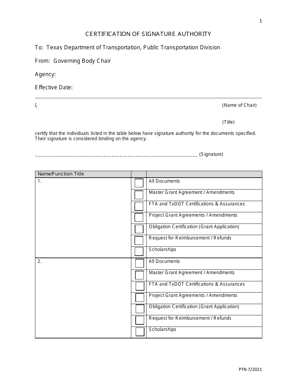 Texas Certification of Signature Authority - Fill Out, Sign Online and ...