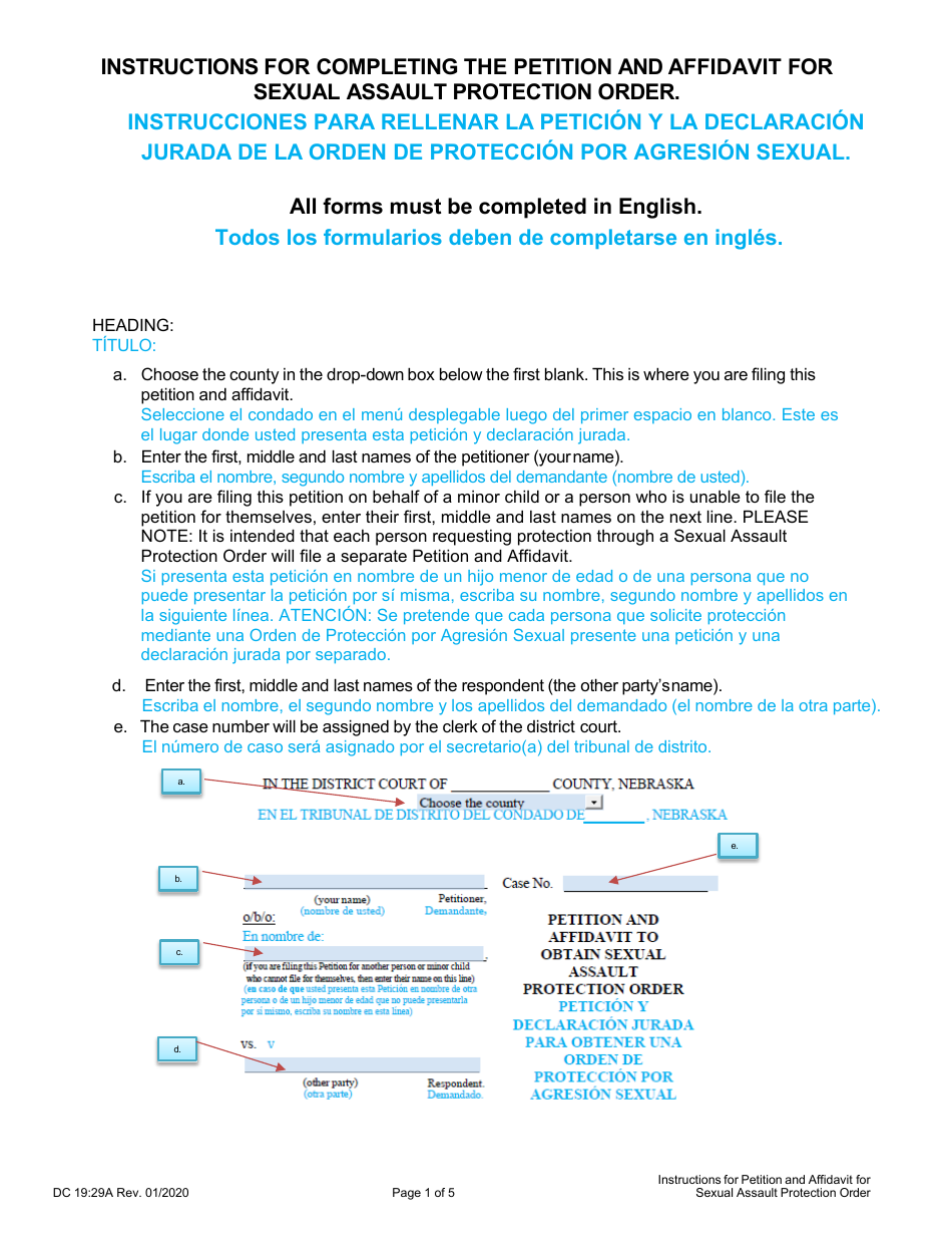 Download Instructions for Form DC19:29 Sexual Assault, Petition and ...