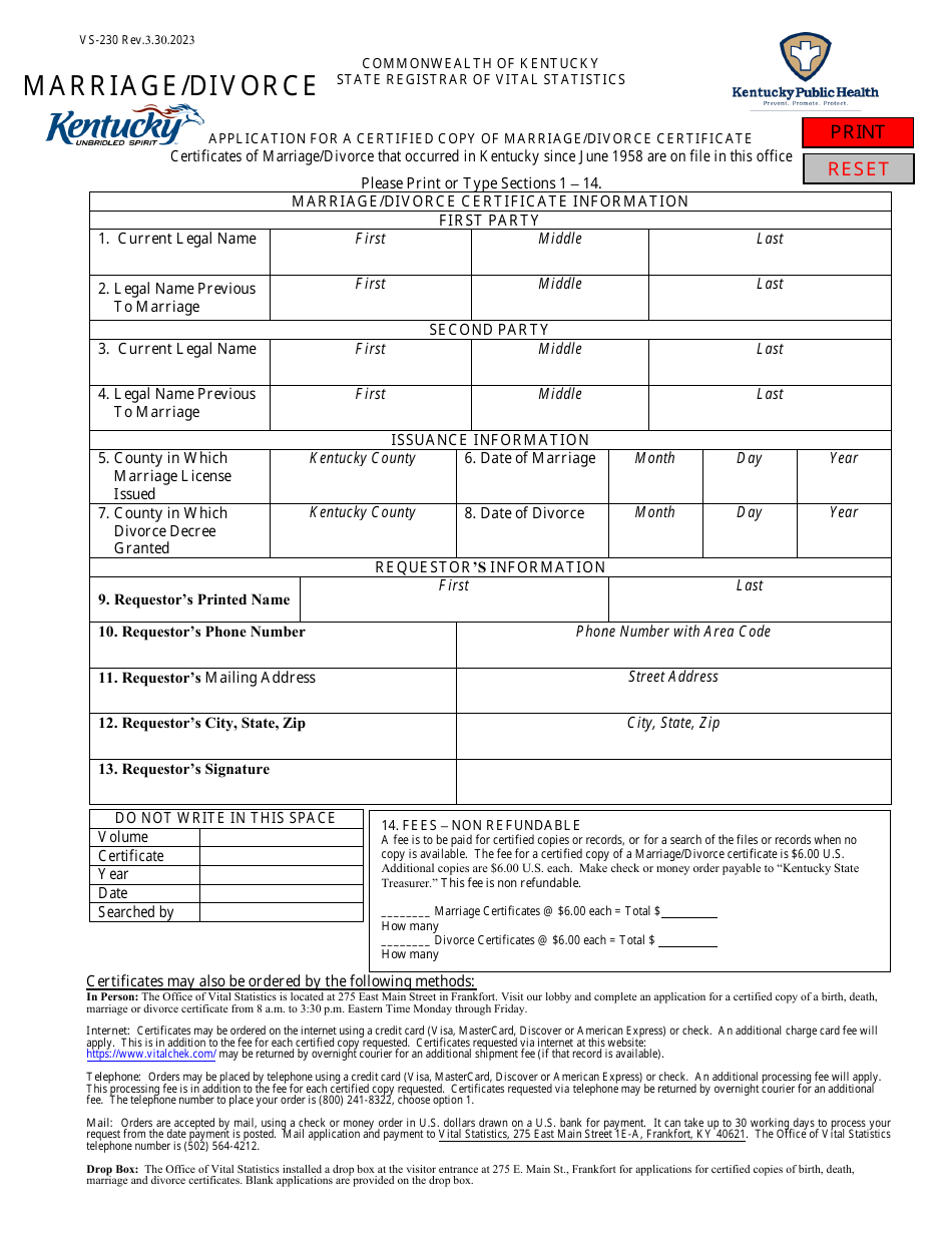 Form VS-230 Download Fillable PDF or Fill Online Application for a ...