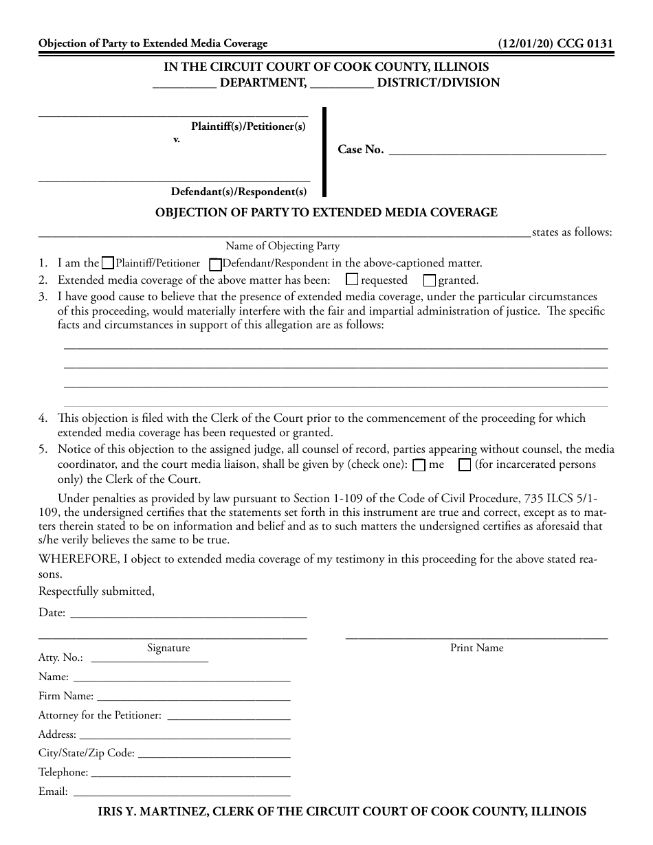 Form CCG0131 - Fill Out, Sign Online and Download Fillable PDF, Cook ...