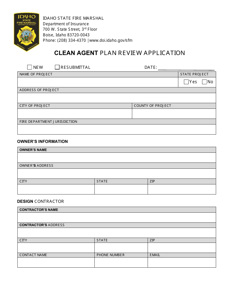 Idaho Clean Agent Plan Review Application - Fill Out, Sign Online and ...