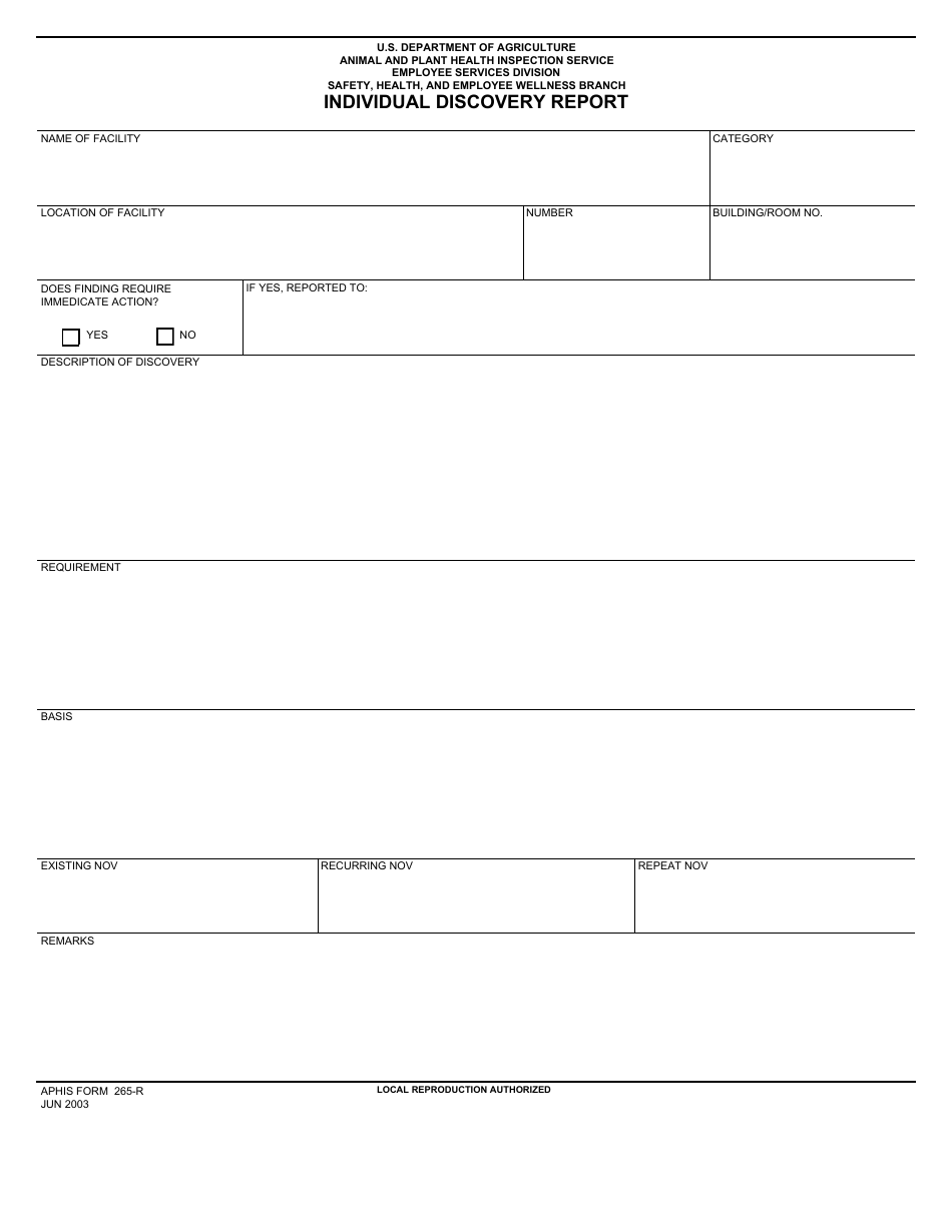 APHIS Form 265-R - Fill Out, Sign Online and Download Fillable PDF ...
