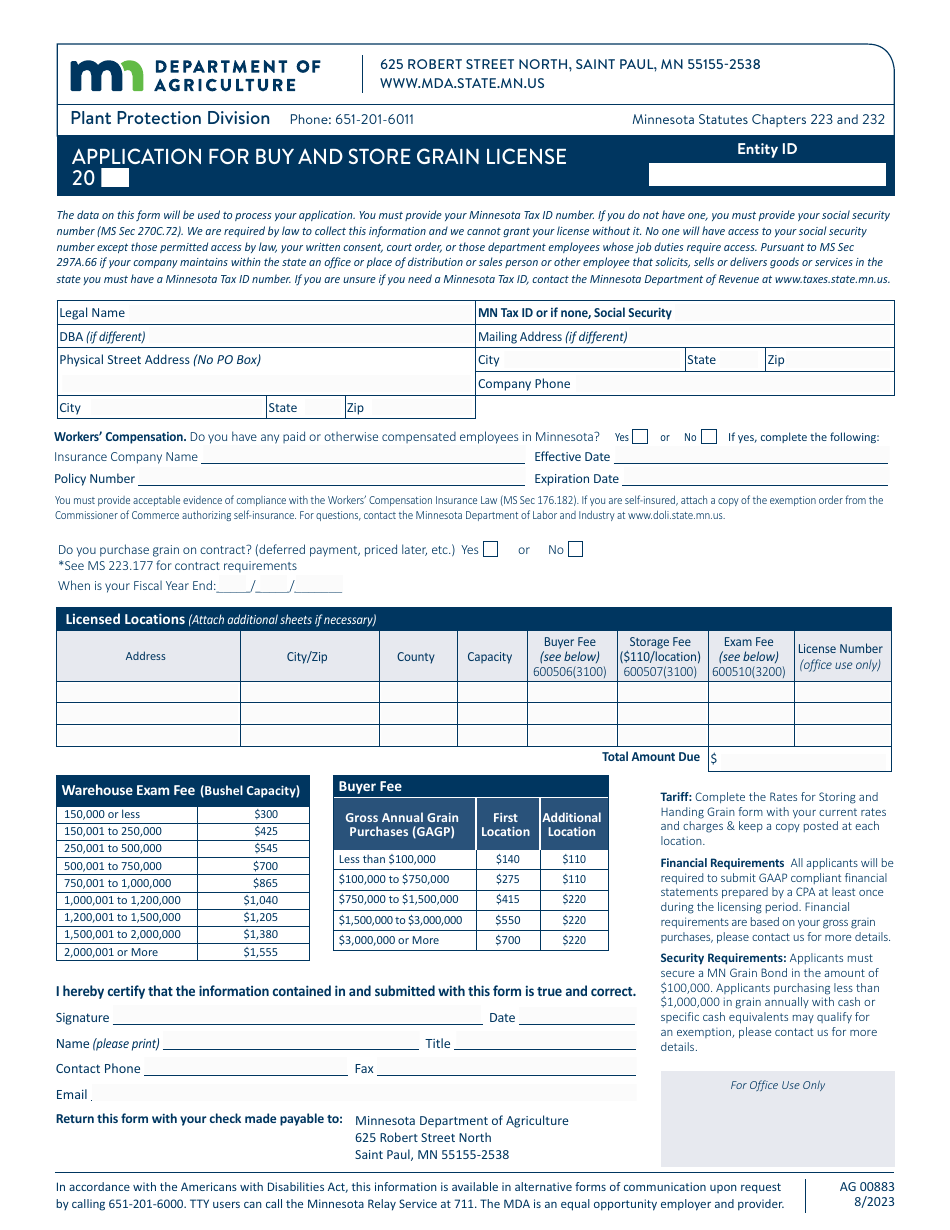 Form AG00883 Download Fillable PDF or Fill Online Application for Buy ...