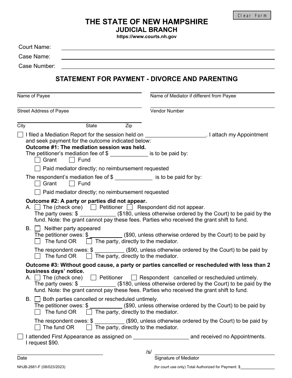 Form NHJB-2681-F Download Fillable PDF or Fill Online Statement for ...
