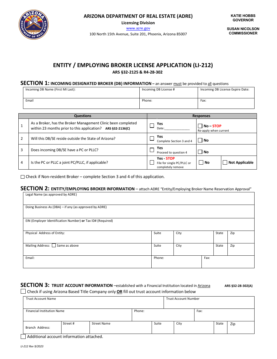 Form LI-212 Download Fillable PDF or Fill Online Entity/Employing ...