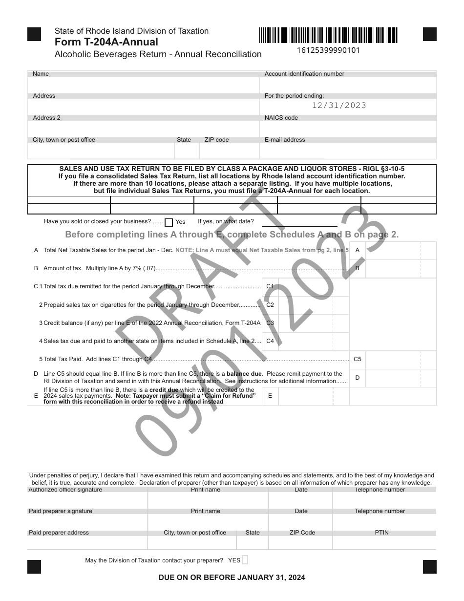 Form T-204A-ANNUAL Download Printable PDF or Fill Online Alcoholic ...