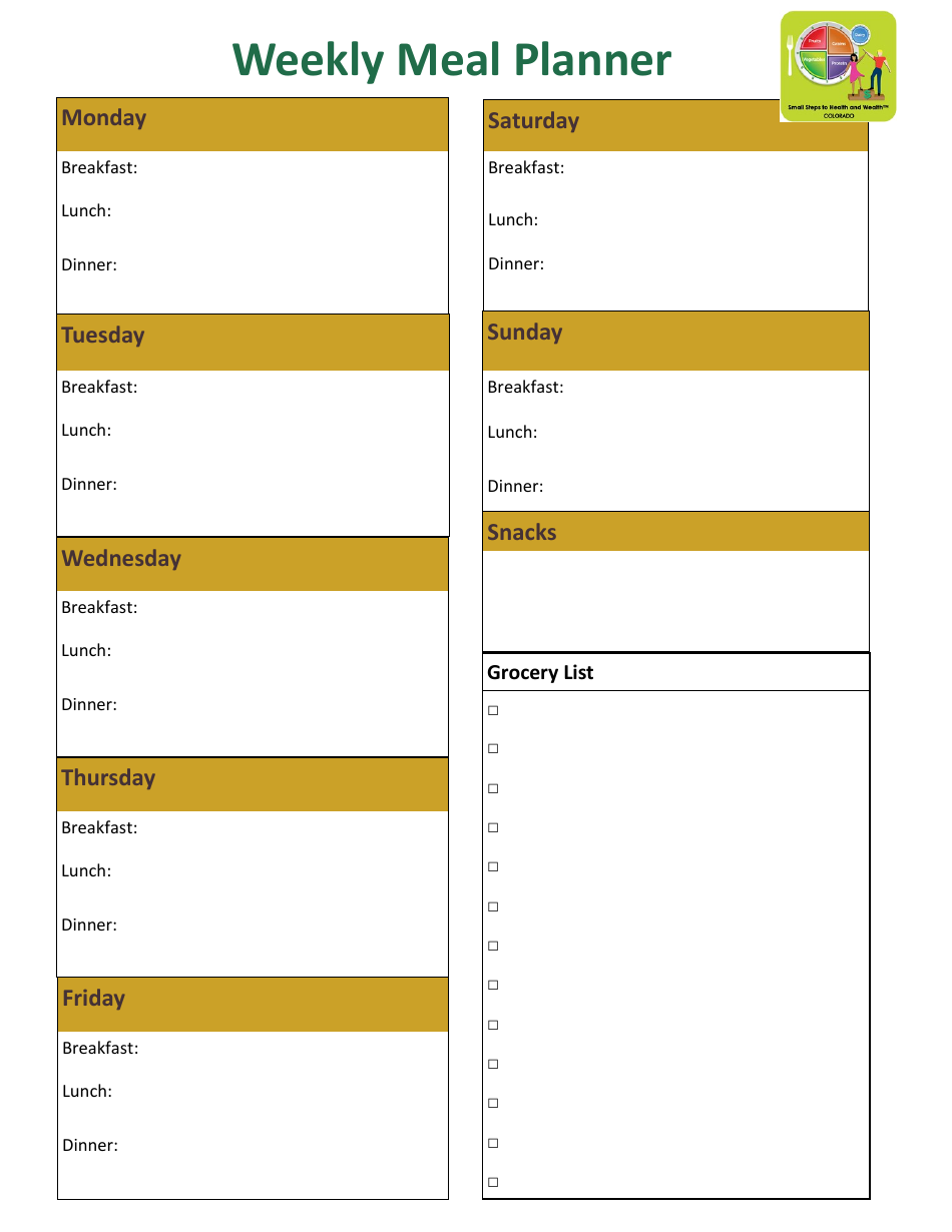 Weekly Meal Planner Template - Orange Download Printable PDF ...