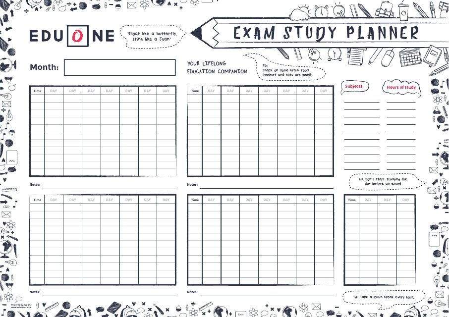 Exam Study Planner Template Download Printable PDF Templateroller Exam Study Planner Template Download Printable PDF Templateroller