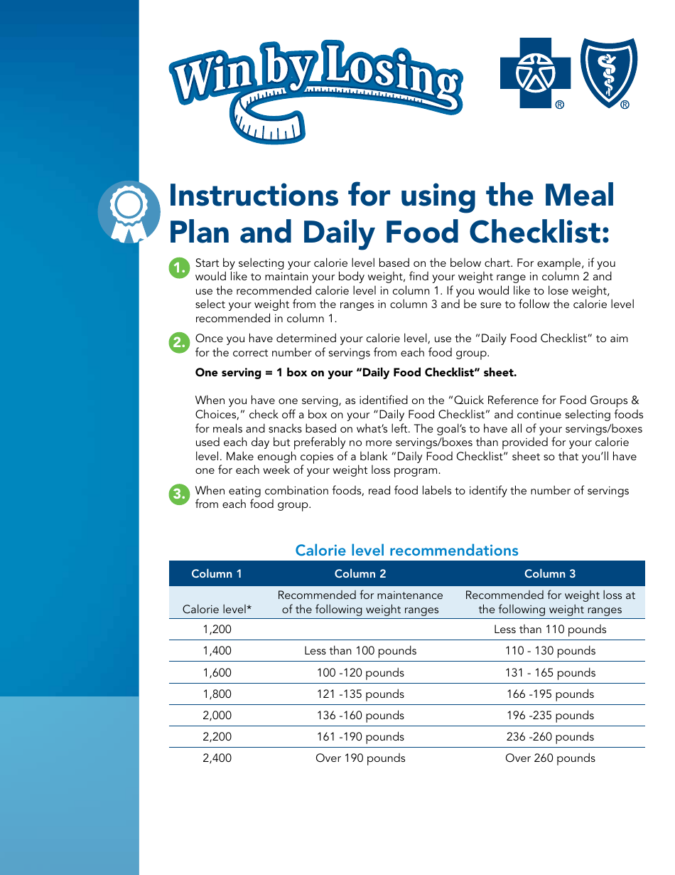 Daily Food Checklist Download Fillable PDF | Templateroller