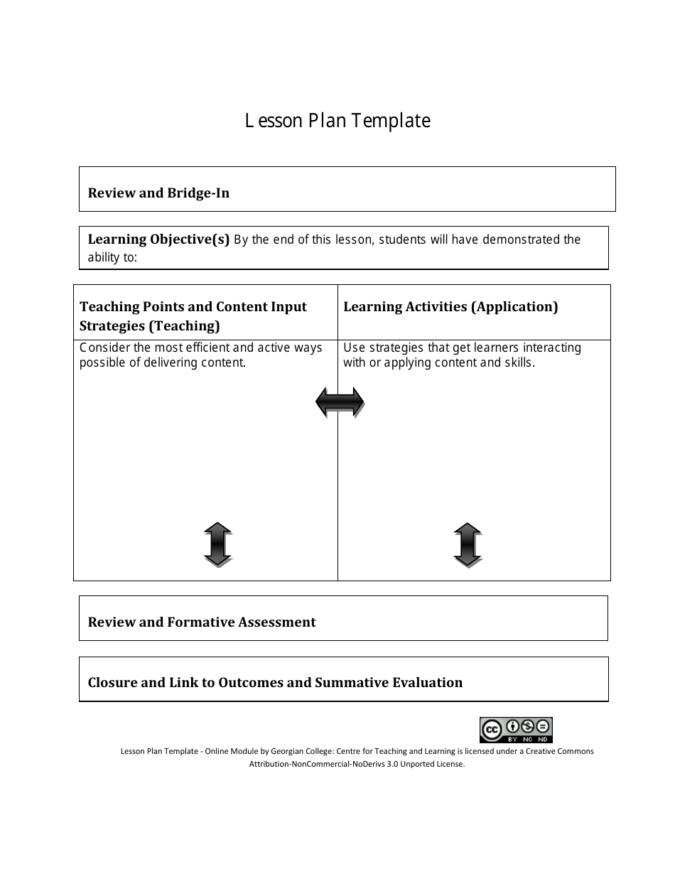 Lesson Plan Template - Georgian College Download Fillable PDF ...