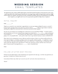 Wedding Session Email Templates Download Printable PDF | Templateroller