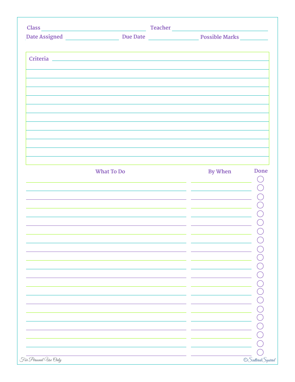 Homework Planner Template Download Printable PDF | Templateroller