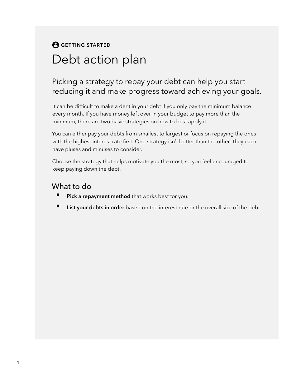 Debt Action Plan Tool - Fill Out, Sign Online and Download PDF ...