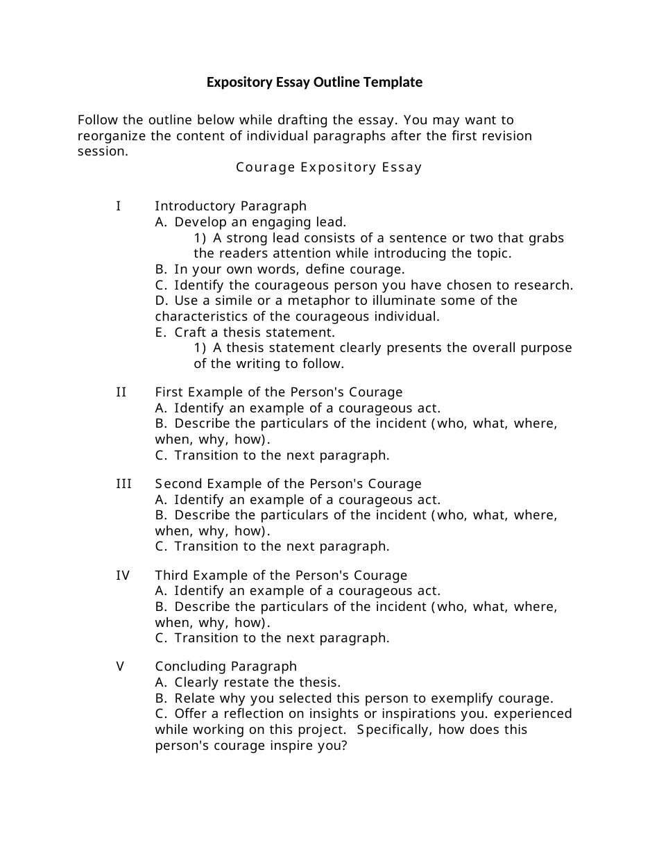 Expository Essay Outline Template - Five Points Download Printable PDF ...