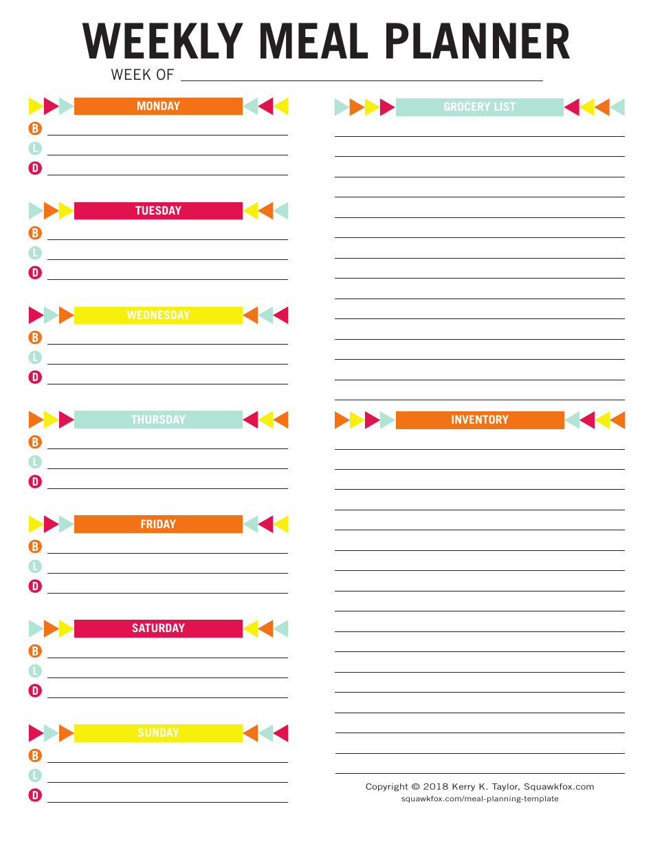 Weekly Meal Planner Template - Kerry K. Taylor Download Printable PDF | Templateroller