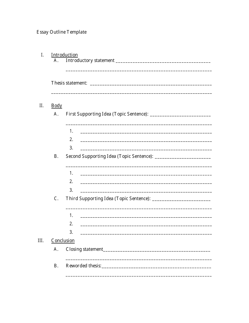 Essay Outline Template for High School Students Download Printable PDF ...