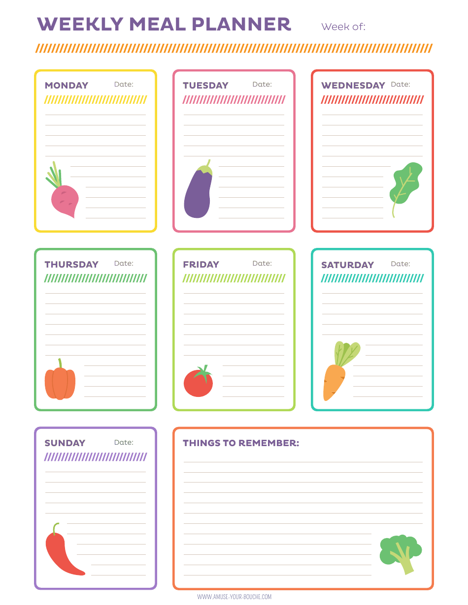 Weekly Meal Planner Template - Vegetables Download Printable PDF ...