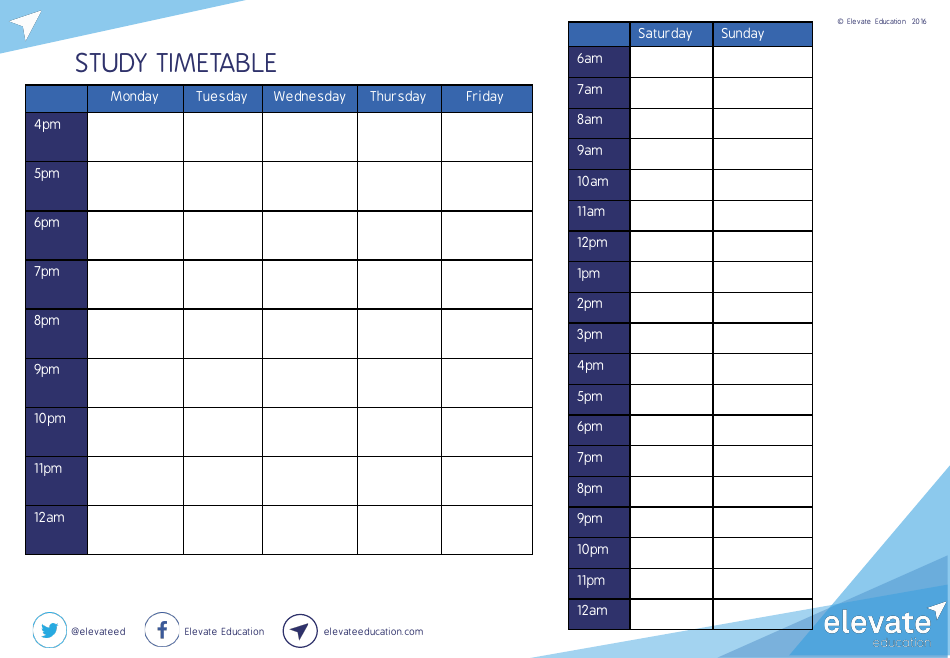 Study Timetable Download Fillable PDF | Templateroller