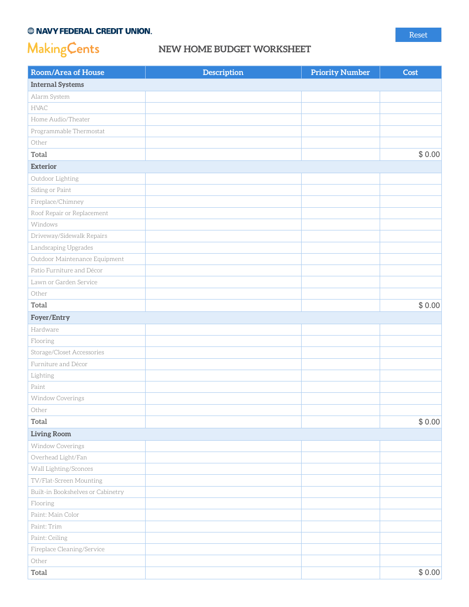 New Home Budget Worksheet - Fill Out, Sign Online and Download PDF ...