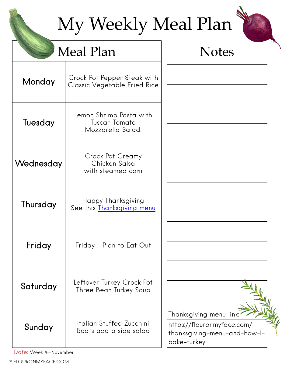 Weekly Meal Plan And Shopping List Template Download Printable PDF