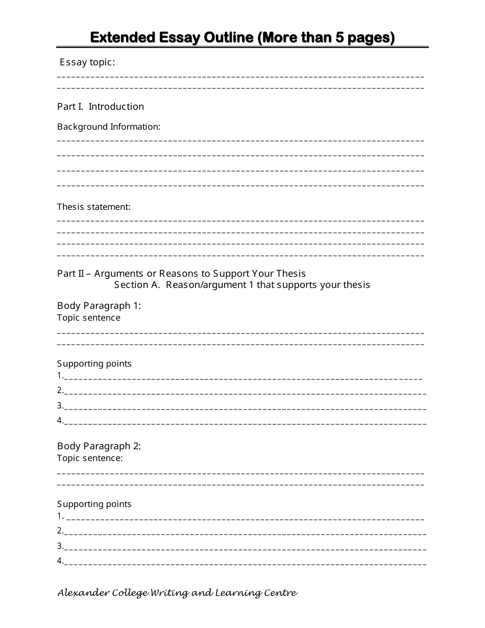 Extended Essay Outline Template Download Printable PDF Templateroller Extended Essay Outline Template Download Printable PDF Templateroller